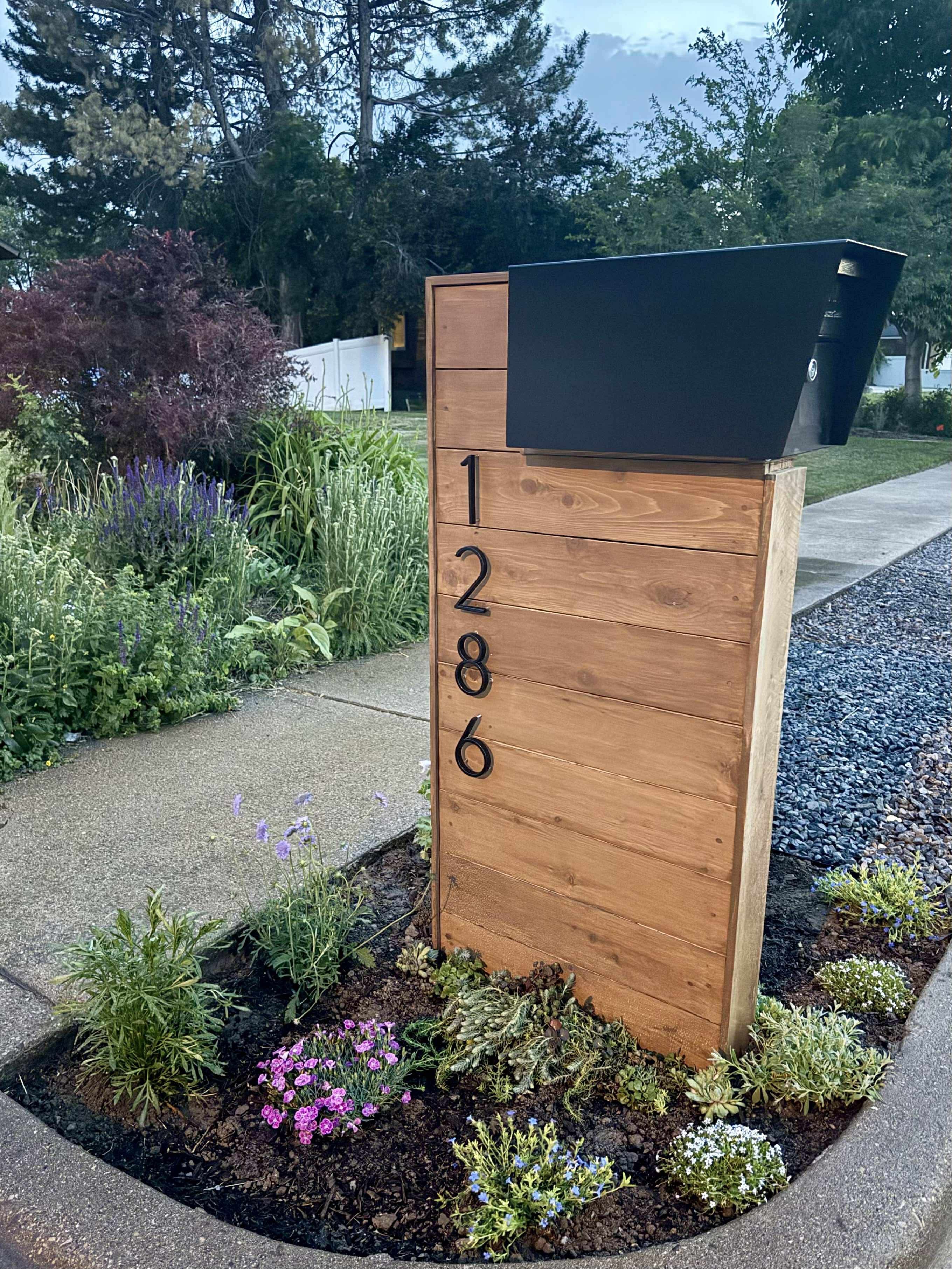 Custom modern wood mailbox – Moore Xteriors